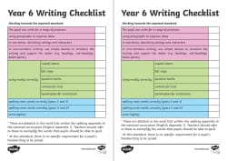 Year 6 Writing Standards Checklist - KS2 Primary Resources