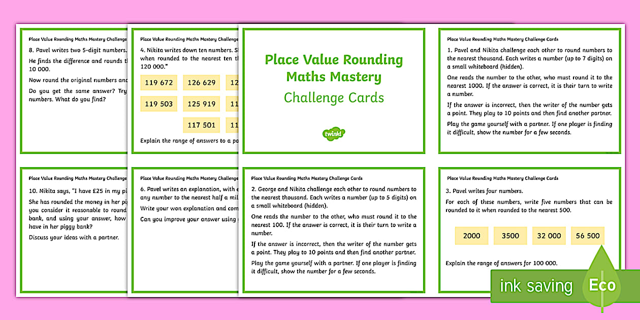 Year 5 Maths Mastery Rounding Challenge Cards (teacher made)