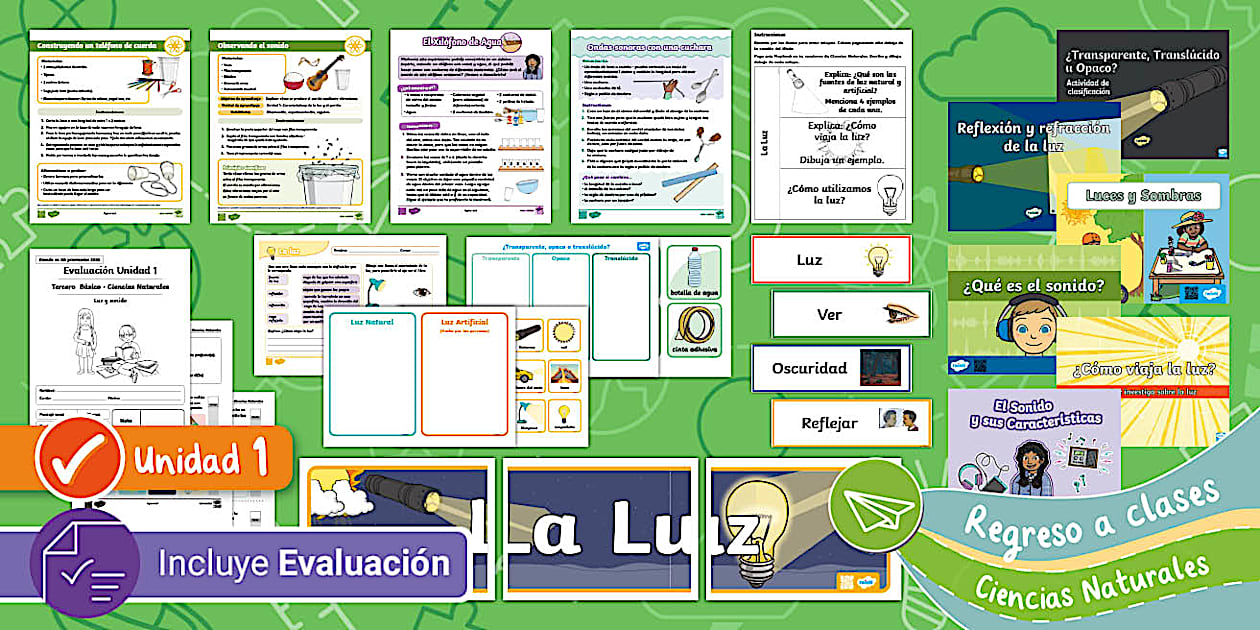 Pack Ciencias Naturales: 3º Luz y el Sonido Unidad 1