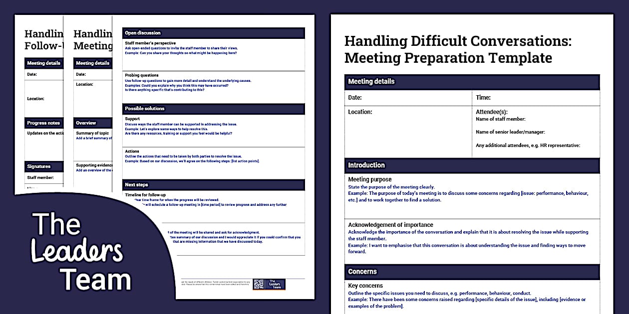 Handling Difficult Conversations Meeting Template - SLT