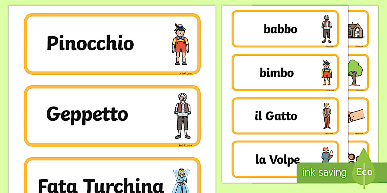 Pinocchio Parole Illustrate (teacher made) - Twinkl