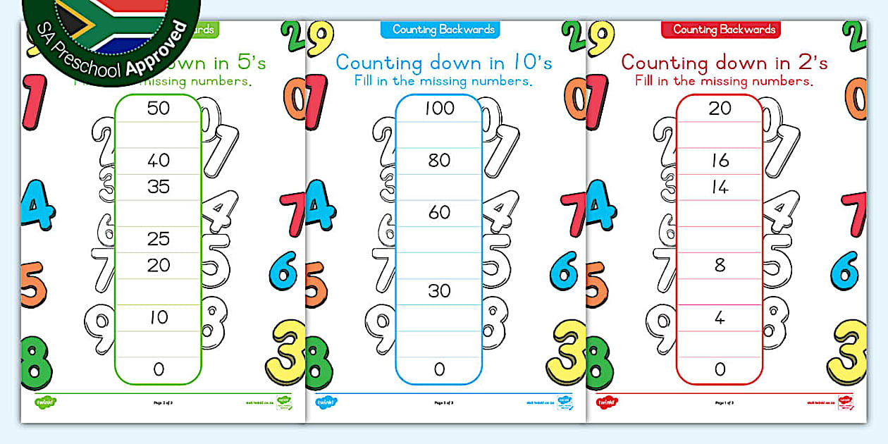 Counting Backwards in 2s, 5s and 10s Activity Sheet - Twinkl