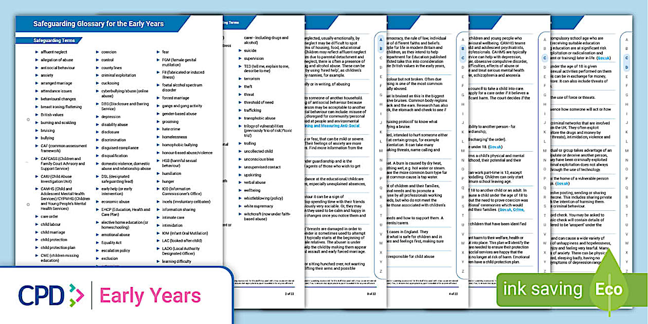 CPD: Glossary of Safeguarding Terms (Handout) (teacher made)