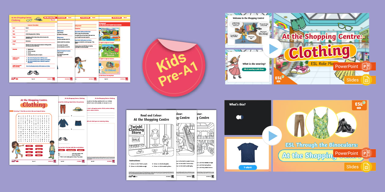 ESL At the Shopping Centre: Clothing Lesson Plan for Kids