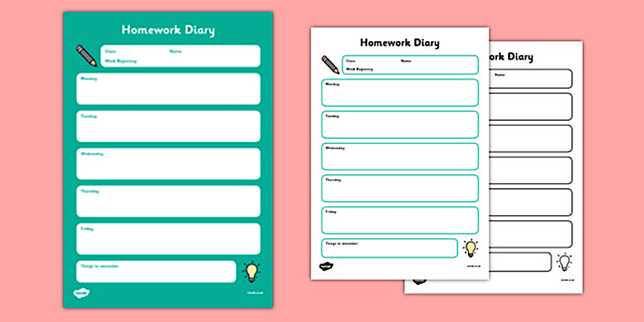 Editable Homework Diary Template (Lehrer gemacht) - Twinkl