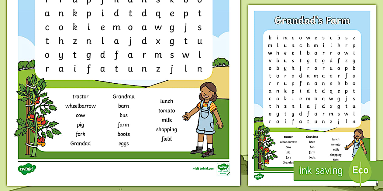 Grandad's Farm Story Word Search (teacher made) - Twinkl