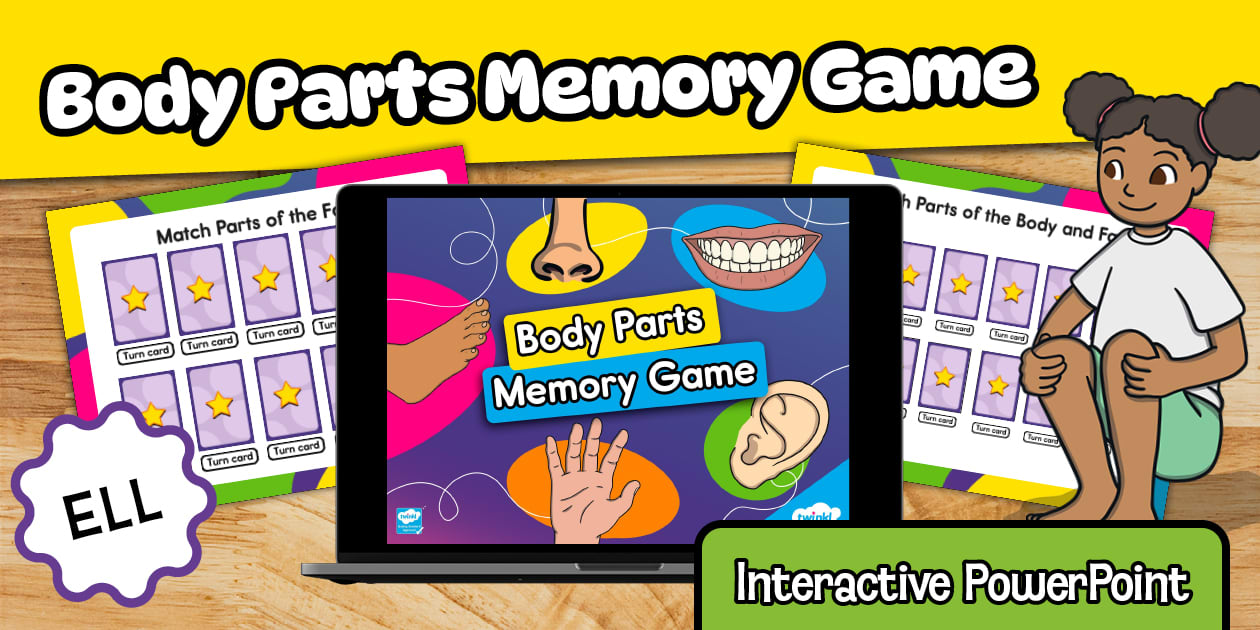 Body Parts Memory Game PowerPoint for ELL (teacher made)