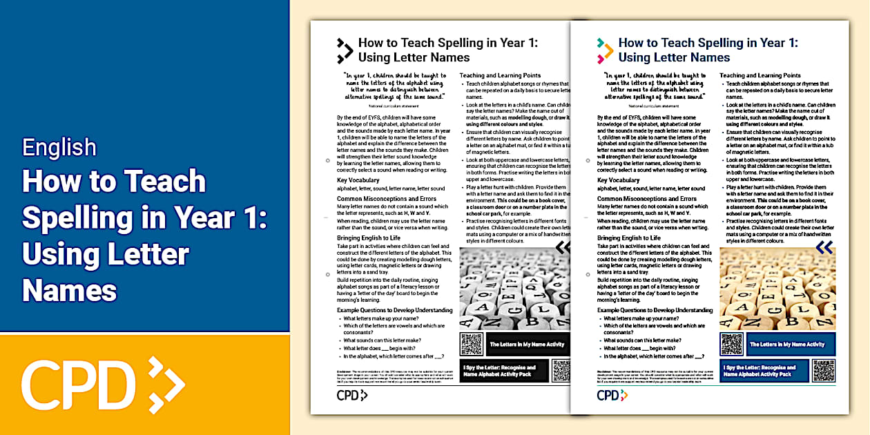 How to Teach Spelling in Year 1: Using Letter Names - Twinkl