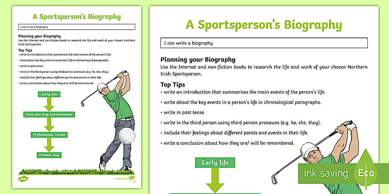 Editable Sporting Heroes of Northern Ireland Biography Writing Template