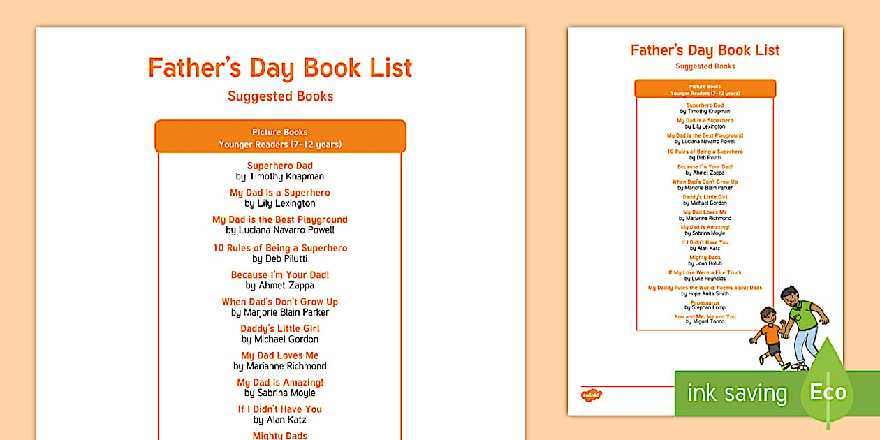 TAS Father's Day Book List (l'enseignant a fait) - Twinkl