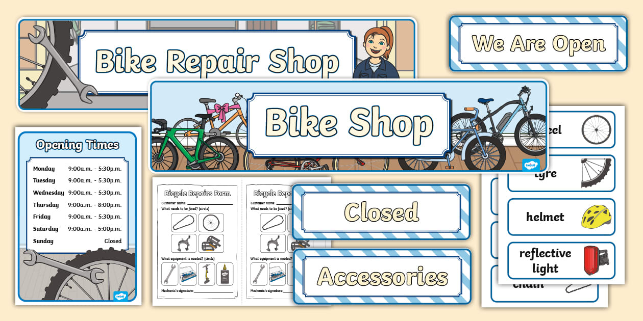 Bicycle Shop Role Play Pack (teacher made) - Twinkl
