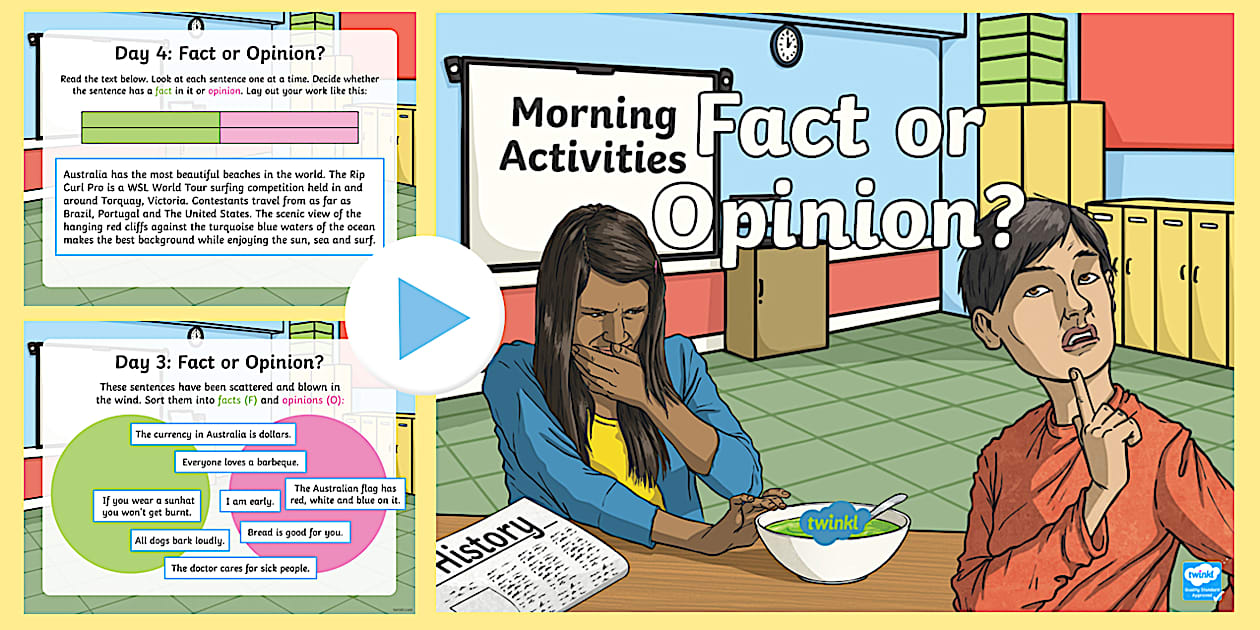 Editable Year 3 and 4 Fact or Opinion English Morning Activity PowerPoint