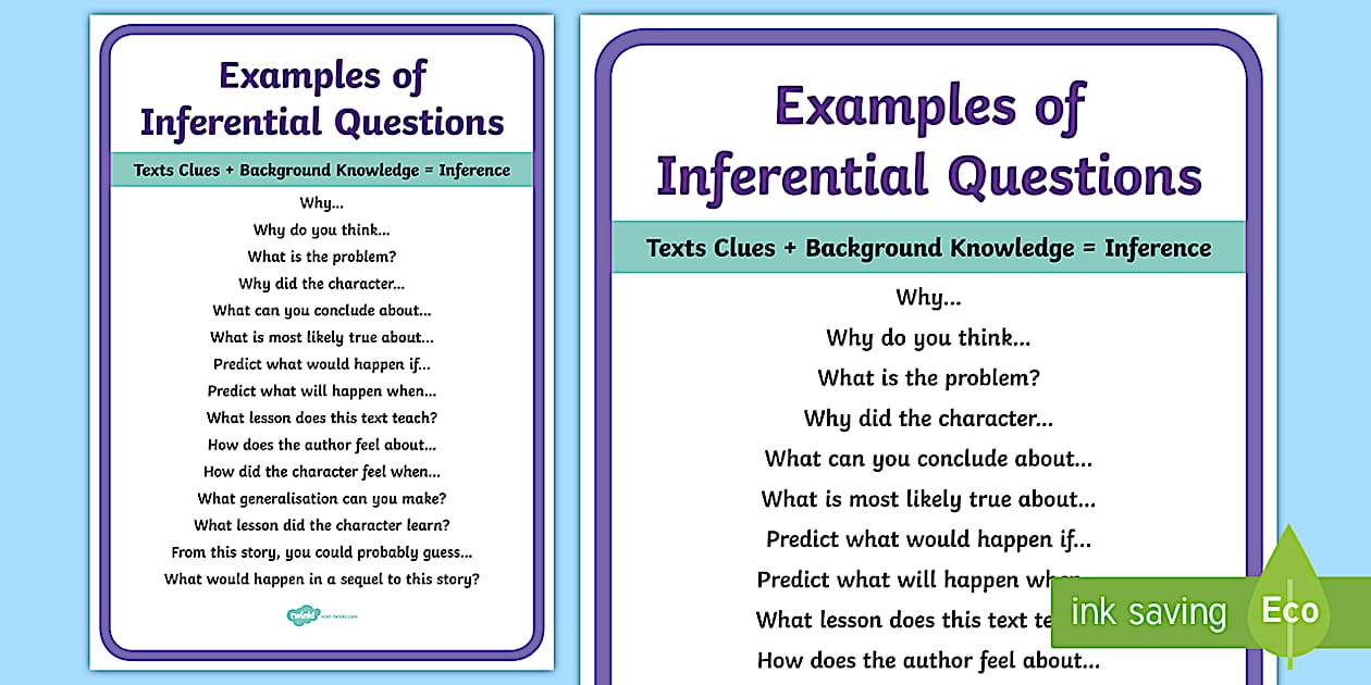 Making Inferences Test Questions Poster | F-2 | Teacher-Made