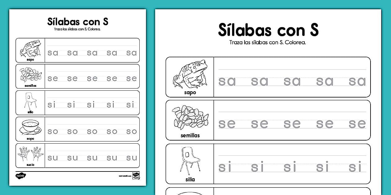 Actividad: Sílabas iniciales con S (teacher made) - Twinkl
