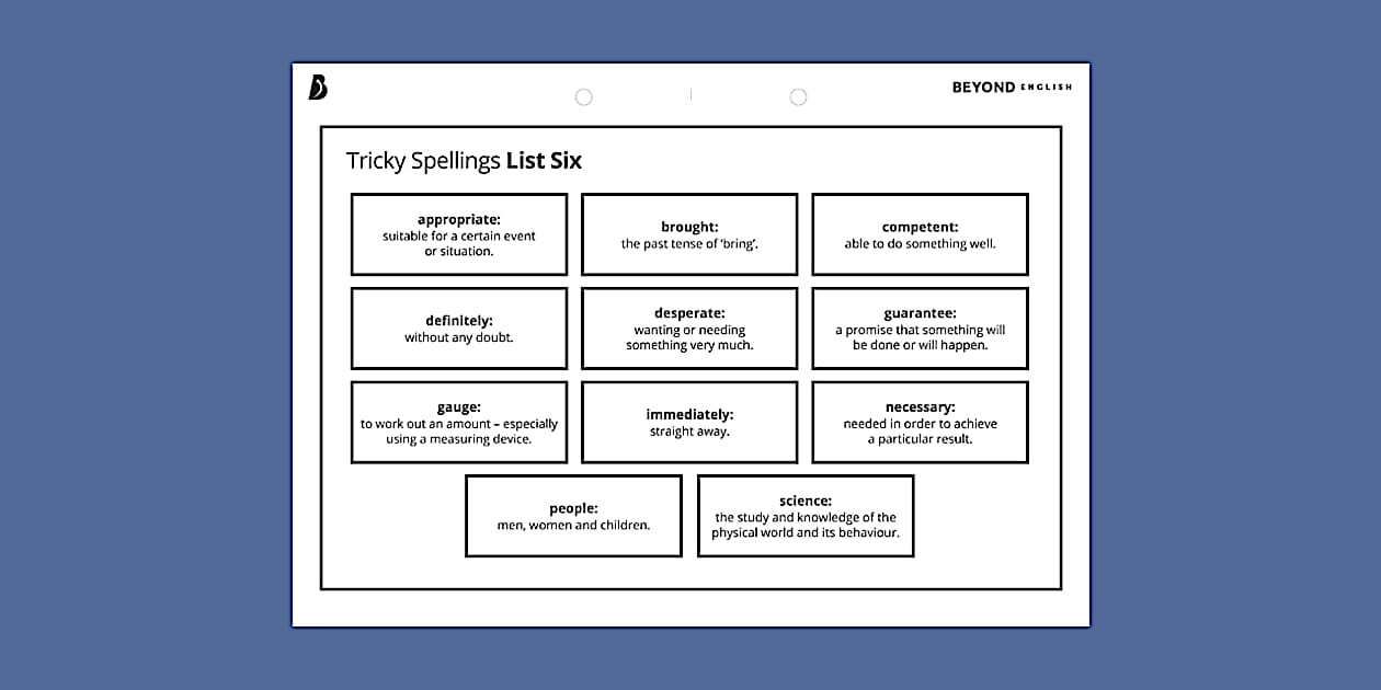 Editable Tricky Spellings Word Mat List 6 - Twinkl