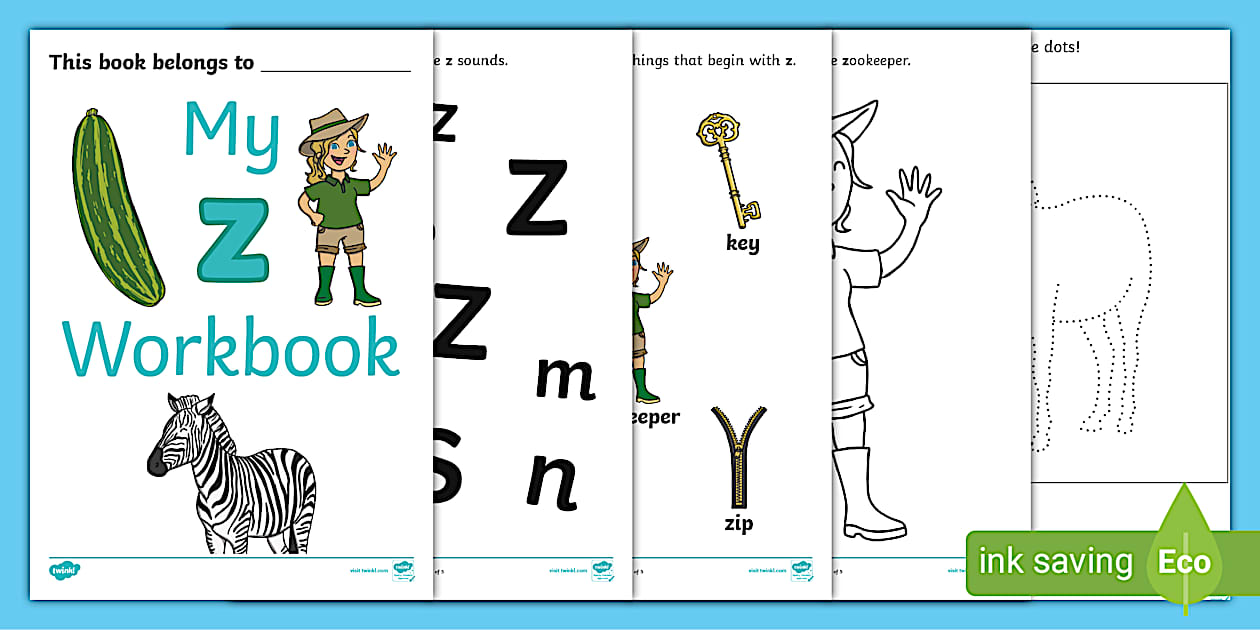 My Letter 'z' Workbook (K1) (teacher made) - Twinkl