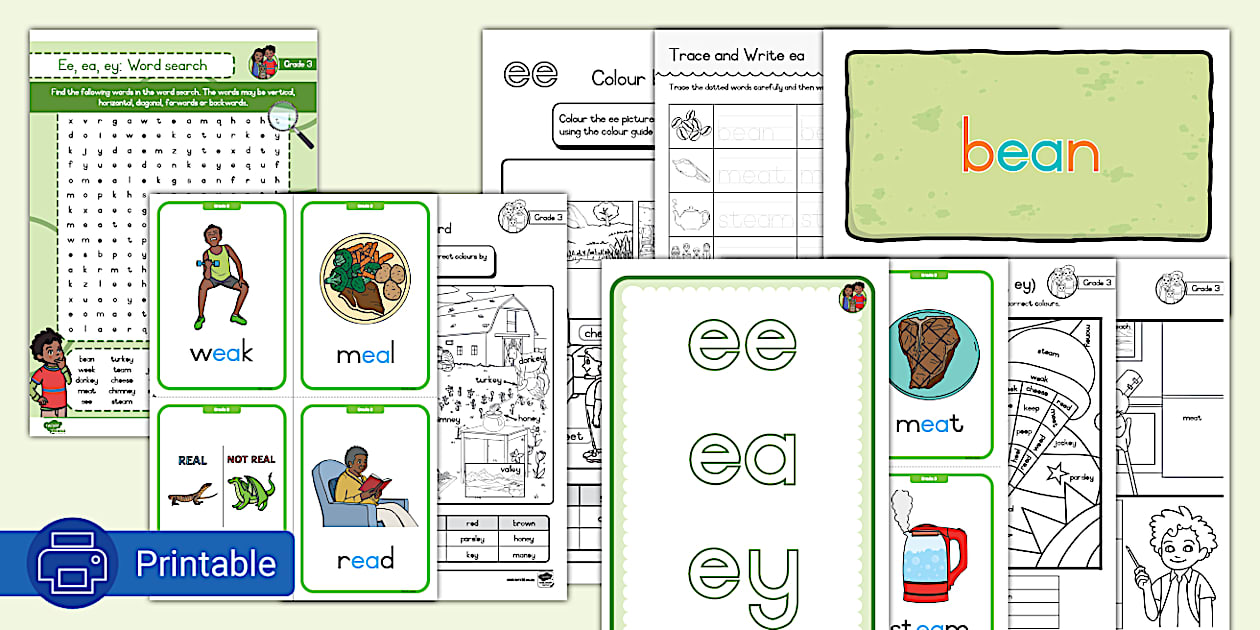 Grade 3 Phonics Pack ee, ea, ey (teacher made) - Twinkl