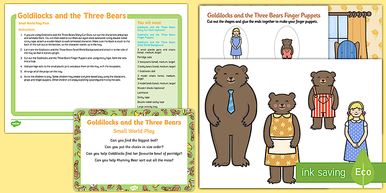 Goldilocks and the Three Bears Small World Play Idea and Printable Resource