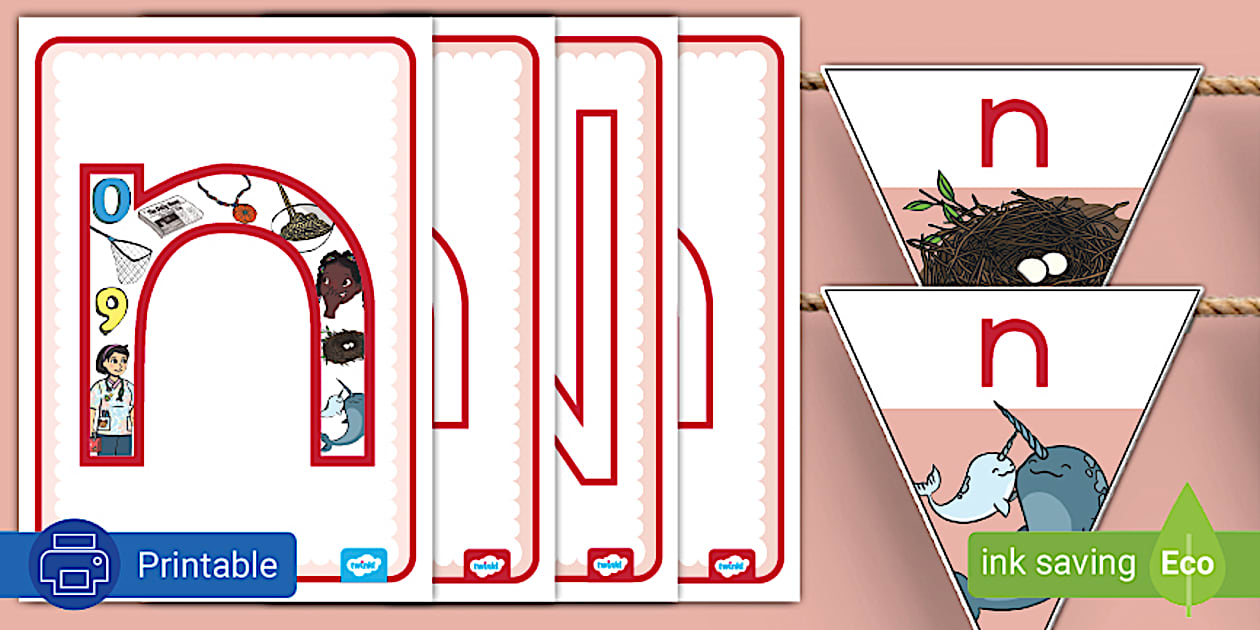 Gr R Phonics - Display Posters and Bunting - n Sound (CAPS)