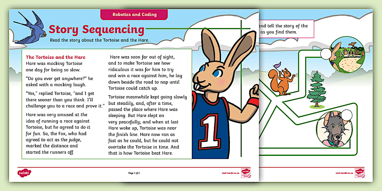 Robotics and Coding Story Sequence The Hare and the Tortoise