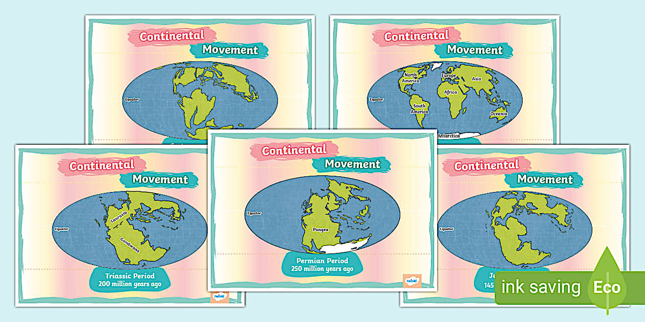 Cursive Continent Movement Timeline Display Posters - Twinkl