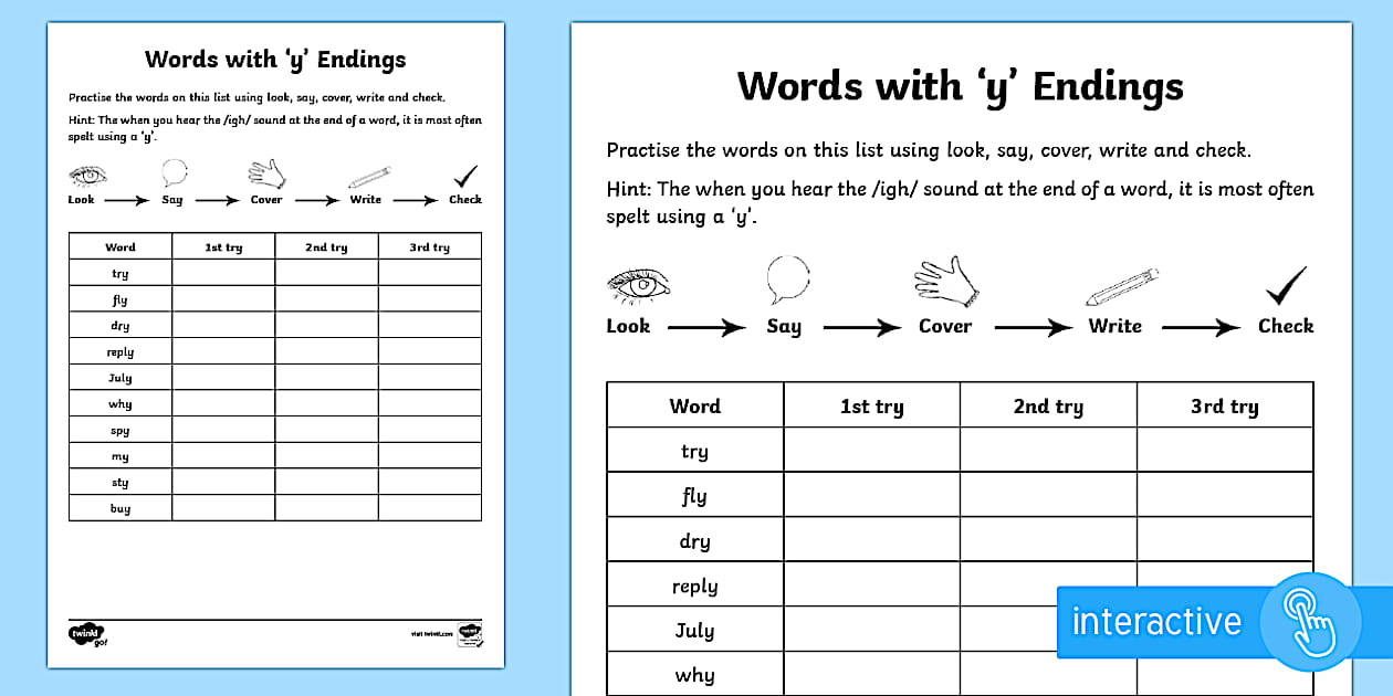 Spelling: /igh/ Sound Spelt 'y' (Ages 6 - 7) (teacher made)