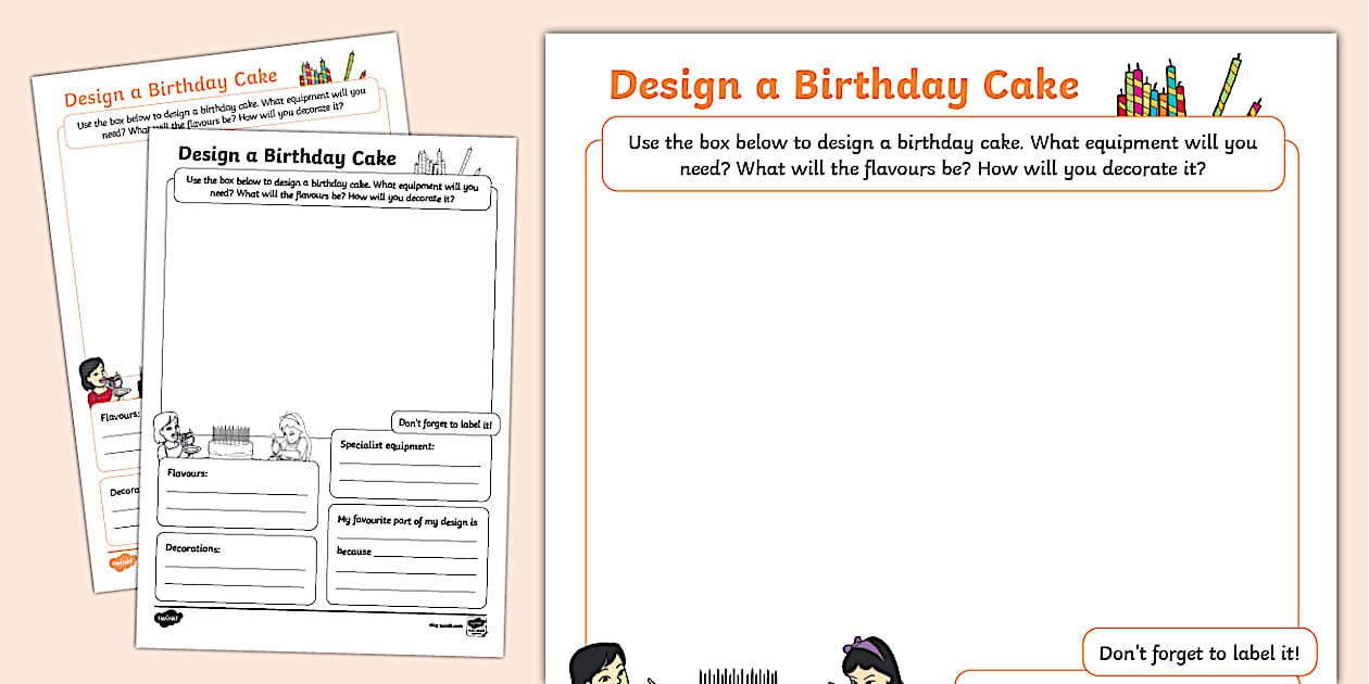 Design a Birthday Cake Worksheet (teacher made) - Twinkl