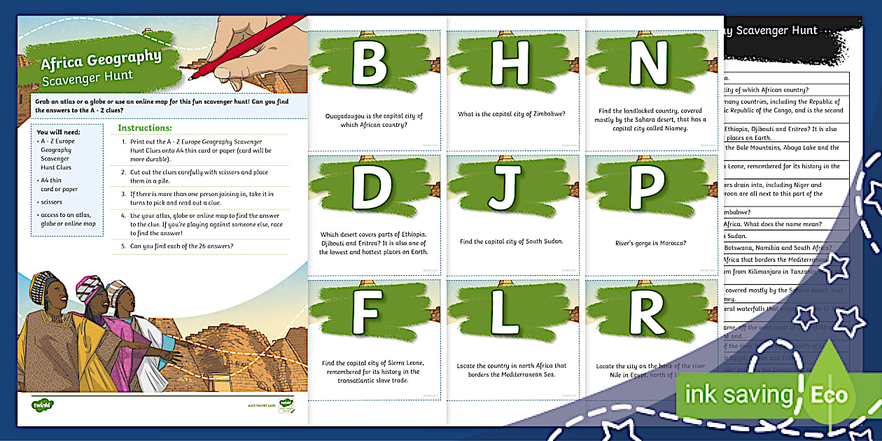 Africa Geography Scavenger Hunt