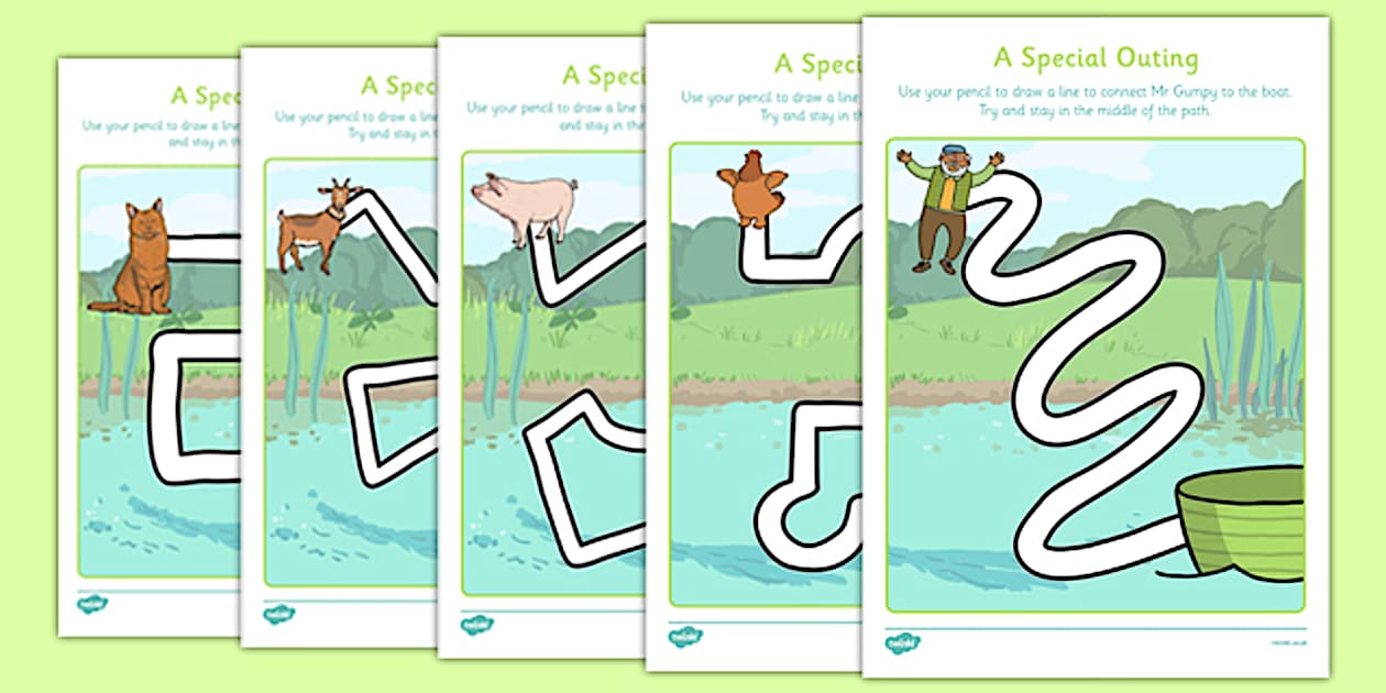 A Special Outing Pencil Control Path Worksheets - Twinkl