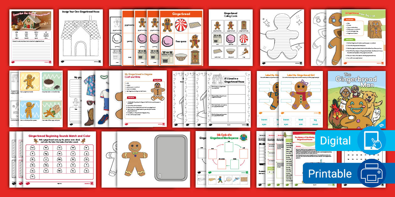 Gingerbread Activity Pack for K-2nd Grade (Teacher-Made)