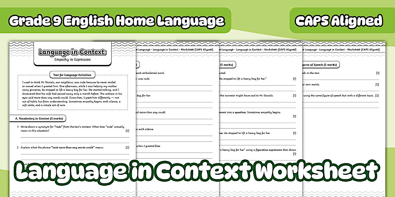 Grade 9 English Home Language - Language in Context - Worksheet Term 1 ...