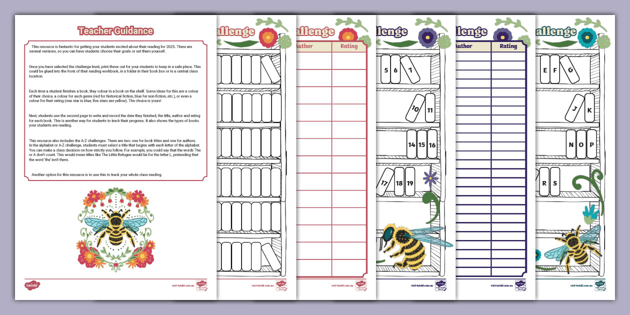 2025 Reading Challenge Log (teacher made) - Twinkl