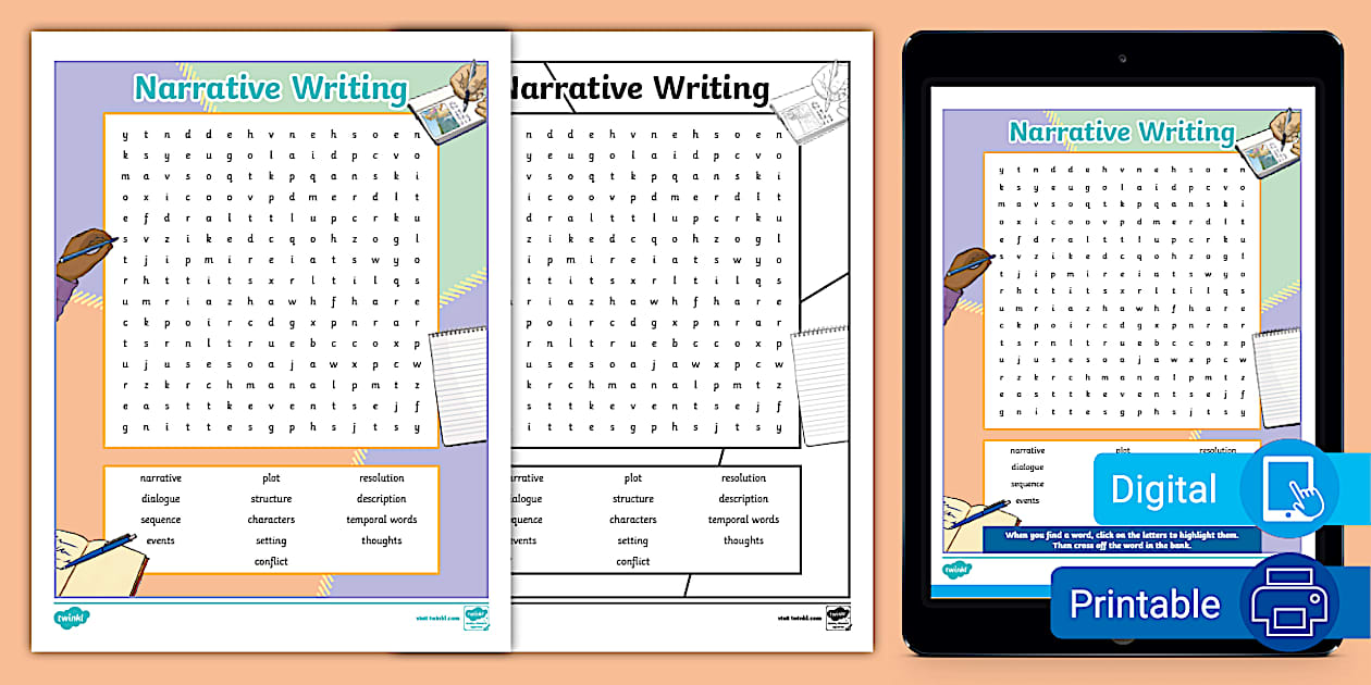 Third Grade Narrative Writing Word Search