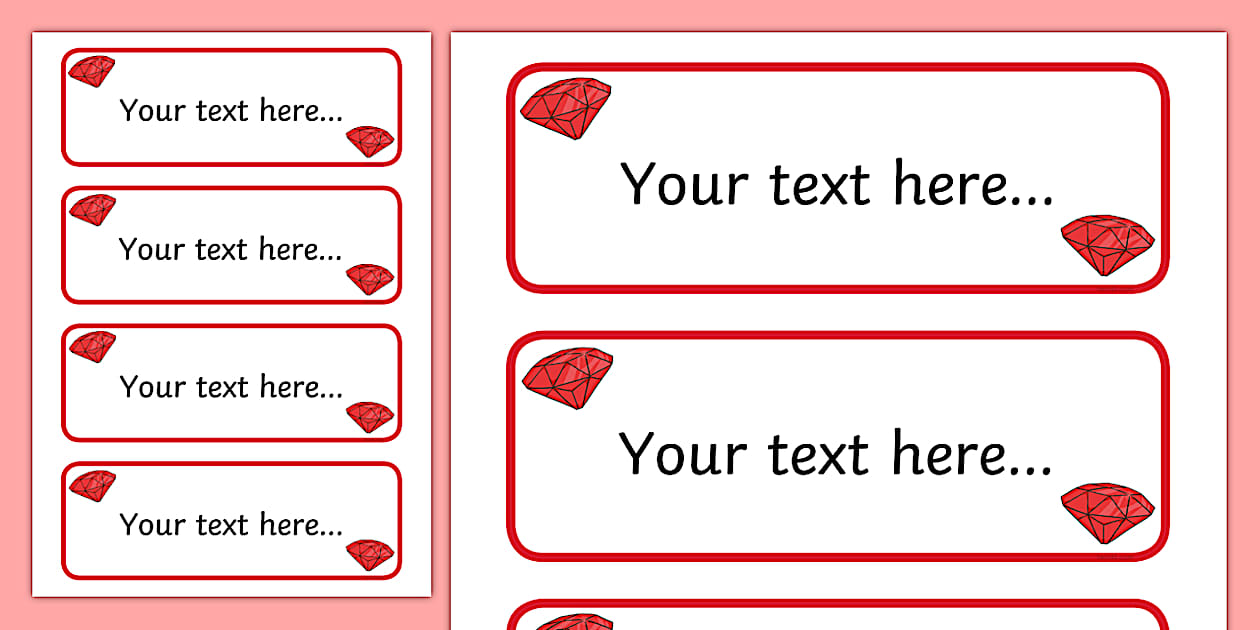 Ruby Themed Editable Drawer-Peg-Name Labels (Colorful)