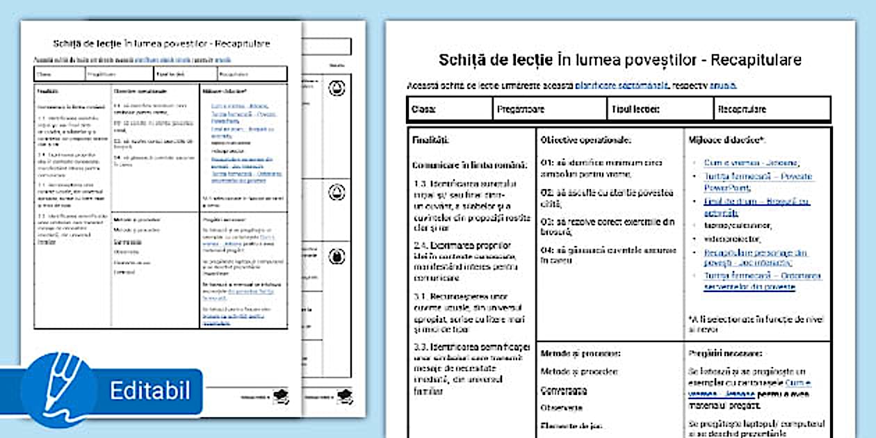 Recapitularea literelor învățate – Schiță de lecție clasa 0
