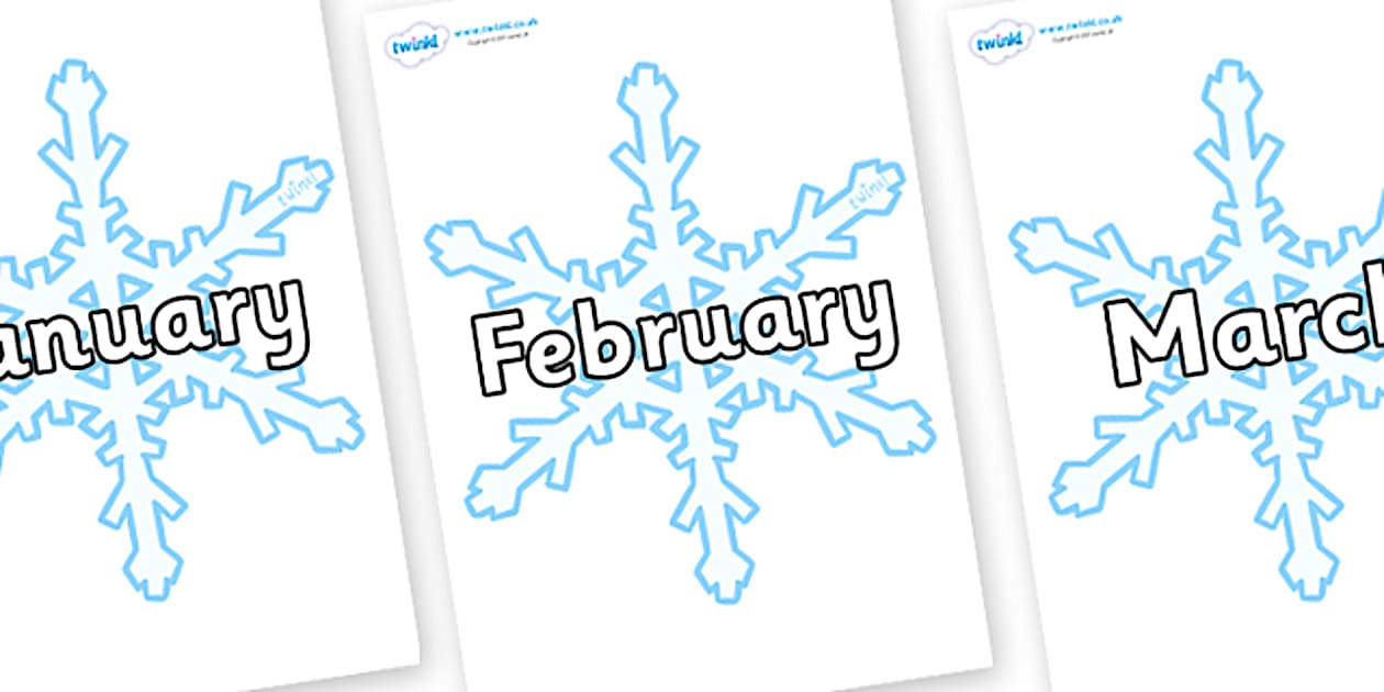Months of the Year on Snowflake (Teacher-Made) - Twinkl