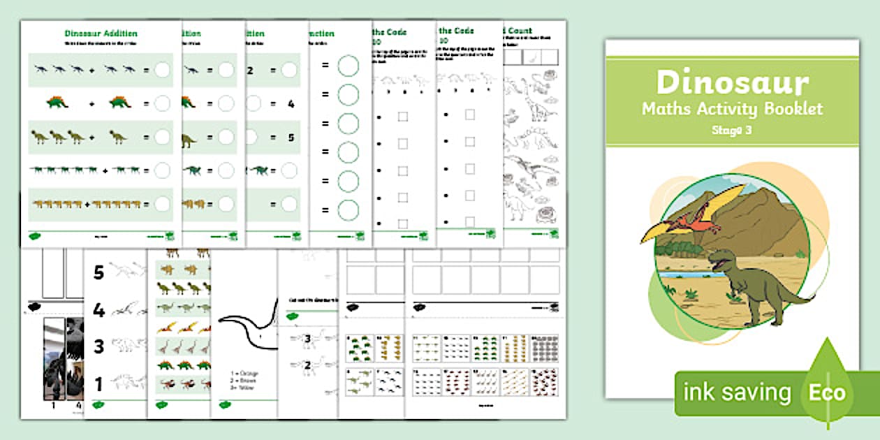 Phase 1 Dinosaur-Themed Maths Activity Booklet - Twinkl