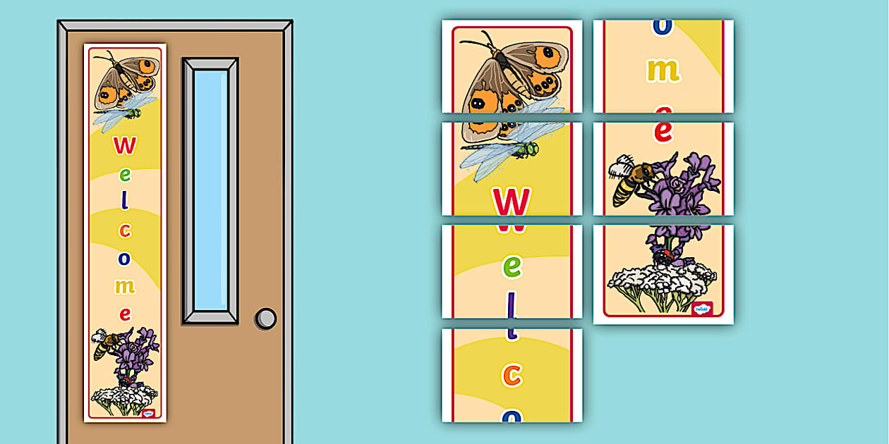 Insect-Themed Welcome Vertical Door Display Banner - Twinkl
