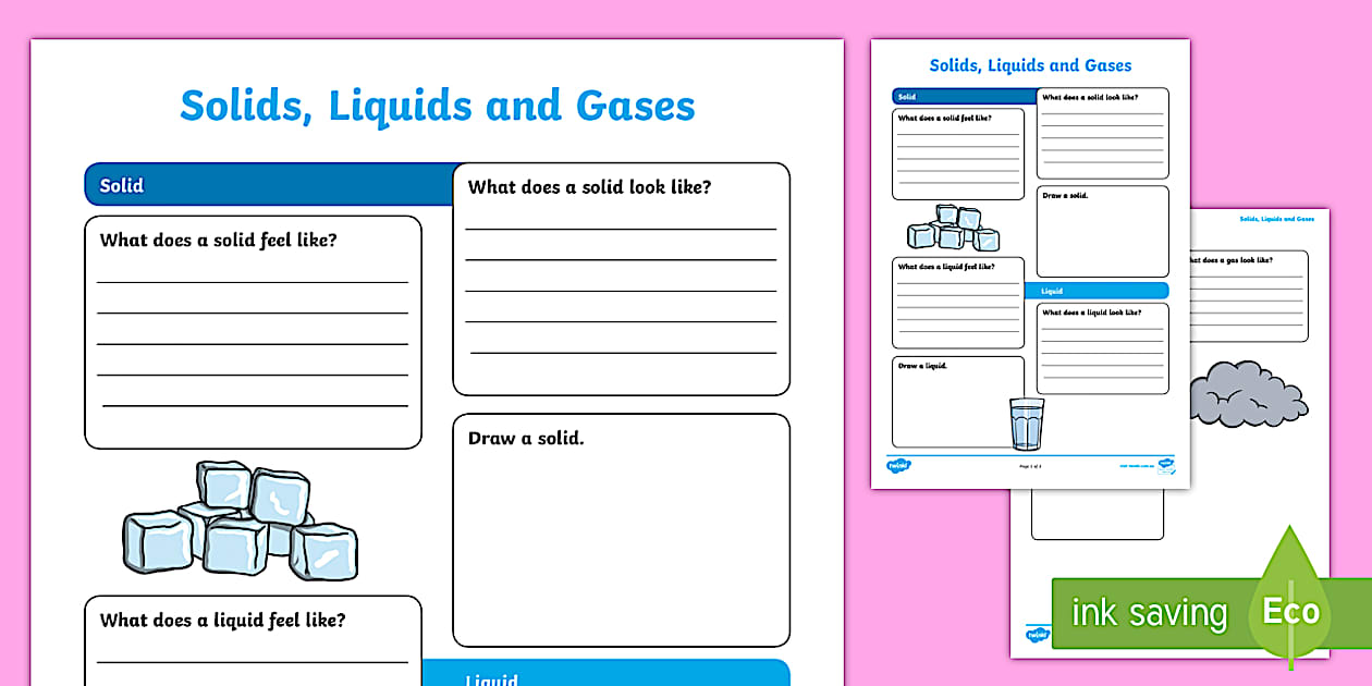 Solids, Liquids and Gases Fact File - F-2 - Science - Twinkl