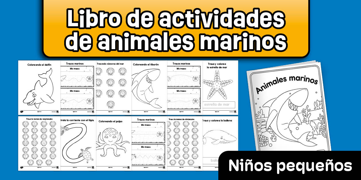 Libro de actividades de animales marinos para niños pequeños