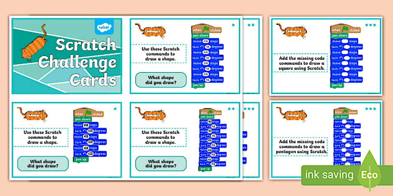 Scratch Activity Cards | Scratch/Scratch Jr Cards | Shapes