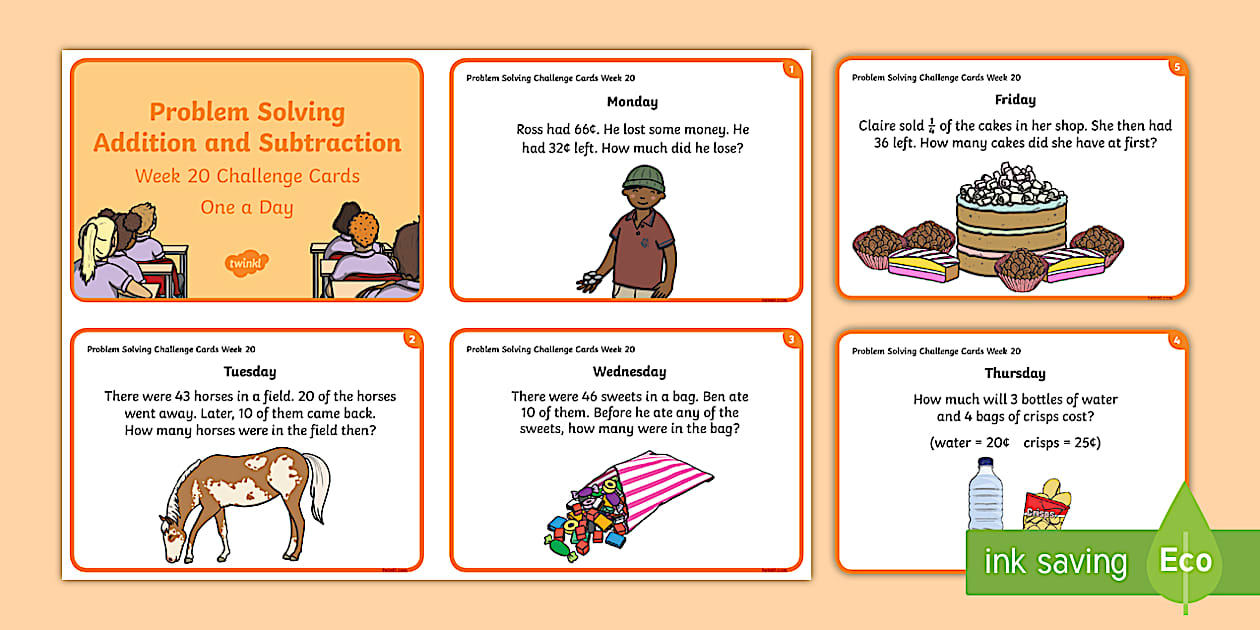 Week 20 - Problem Solving - Addition and Subtraction Challenge Cards