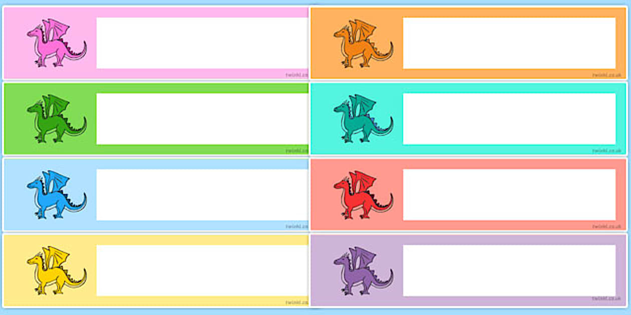 👉 Editable Drawer - Peg - Name Labels (Dragons) - Twinkl