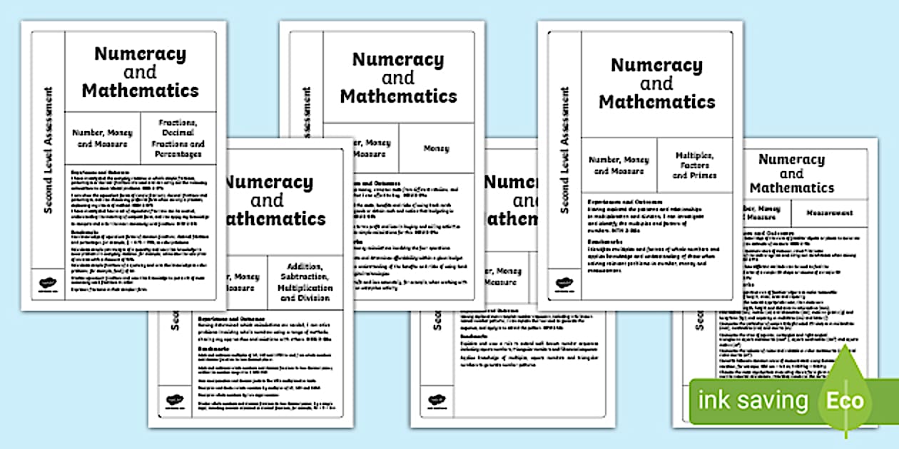 Second Level Number, Money and Measure Assessments Pack