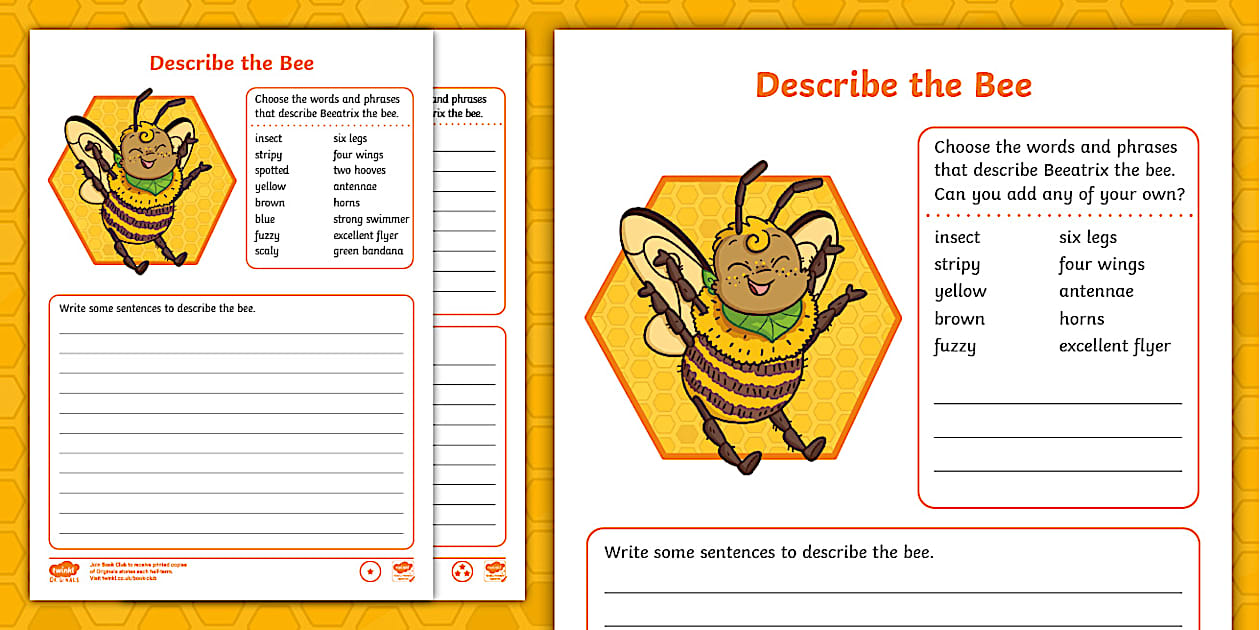 Describe the Bee Writing Worksheet