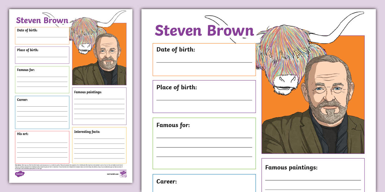 KS2 Steven Brown Fact File Template (teacher made) - Twinkl