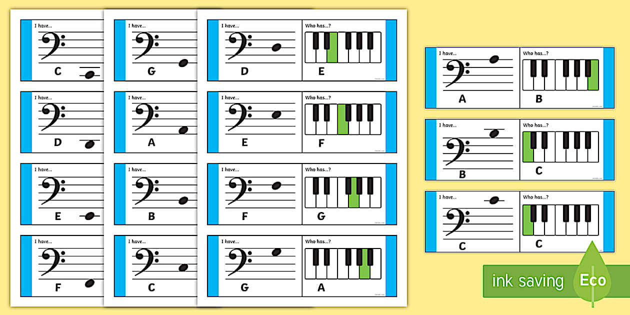 Precursive Bass Clef Piano Musical Note Recognition Loop Cards
