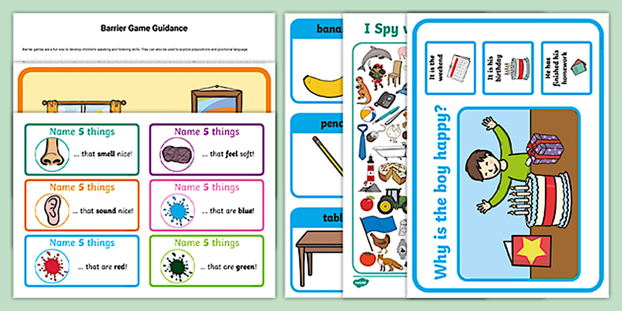 English Junior Infants Oral Language Games Pack