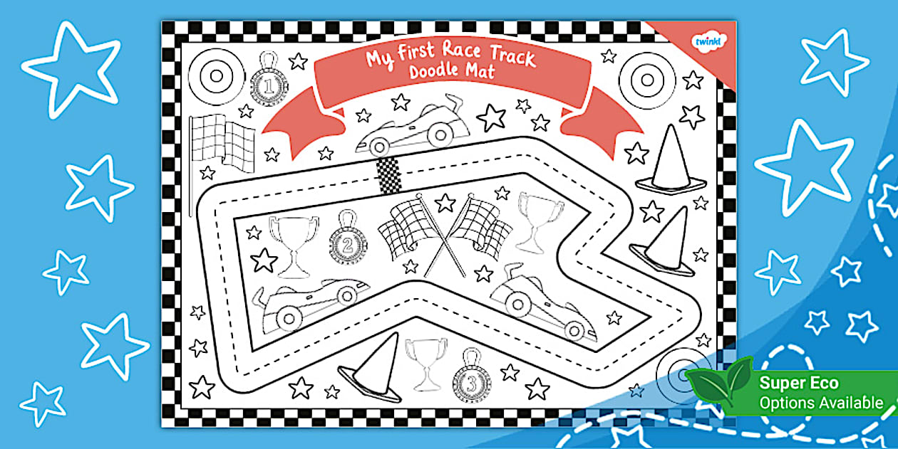 My First Race Track Doodle Mat (Teacher-Made) - Twinkl