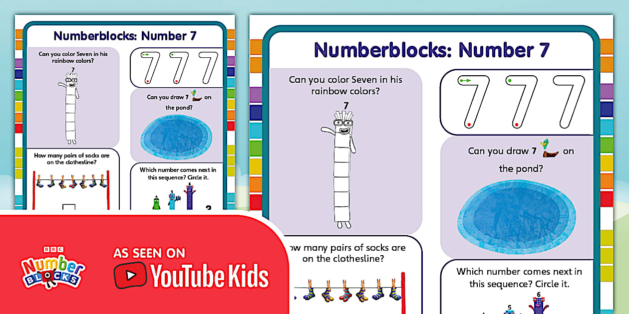 Numberblocks: Number 7 Worksheet (teacher made) - Twinkl